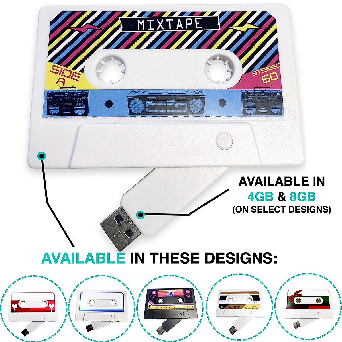 The Original MASHTAPE--Retro Mixtape Design, Cassette Tape USB Flash Drive 8GB