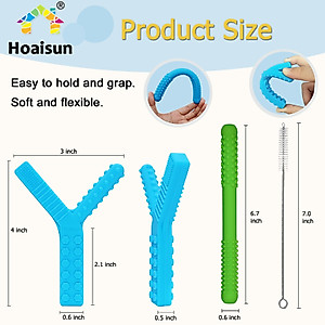 Chewy Toys for Autistic Kids, 2 Pack Chew Tubes Sticks Oral Motor Tools for Humans, Silicone Baby Teething Toys for Babies with Autism, ADHD, SPD, Biting, Nursing, Fidget or Special Needs