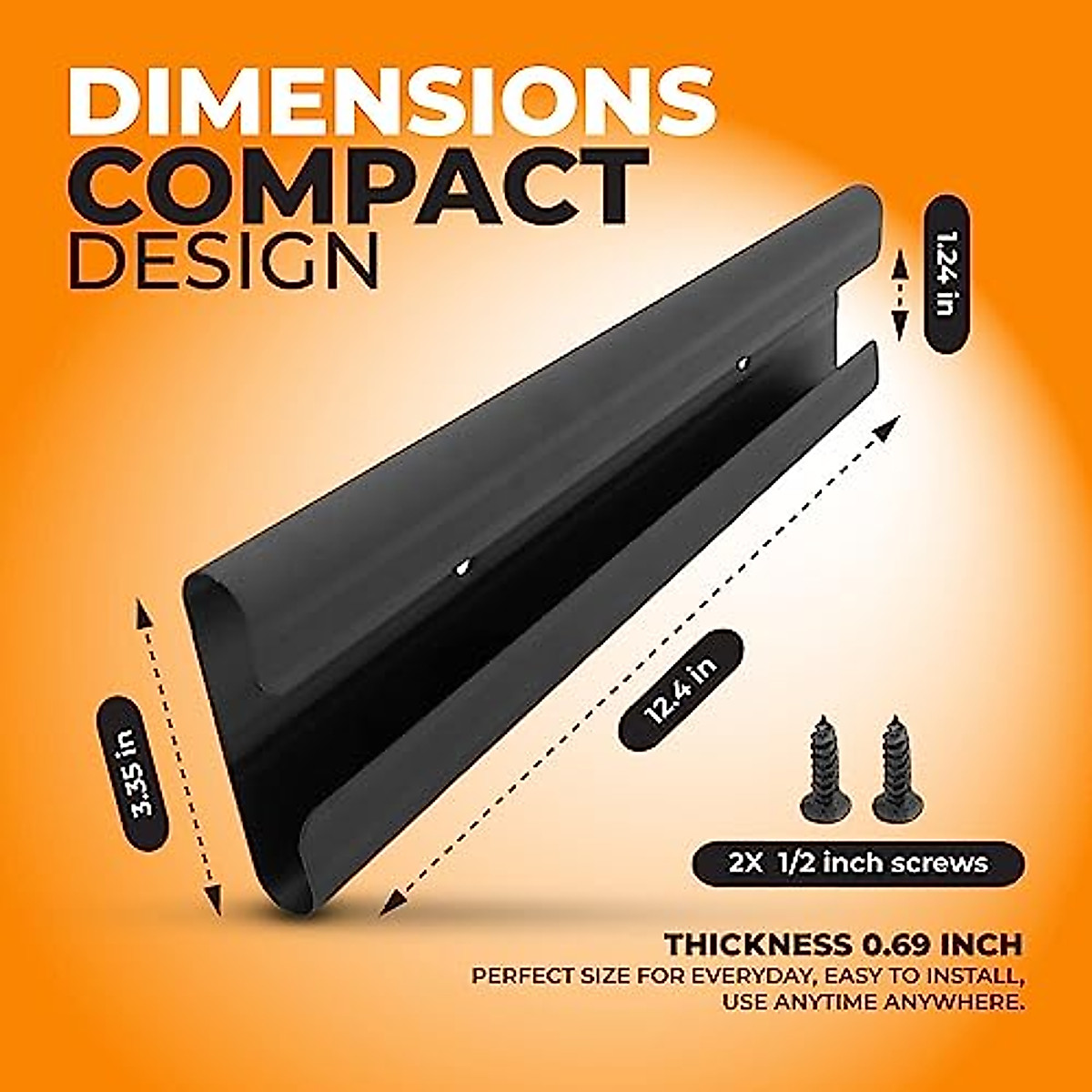 AA Brothers Aluminum Wine Glass Rack 2 Pack, Under Cabinet Wine Glass Holder, Under Shelf Mounted Stemware Rack for Bar Kitchen, Hanging Stemware Rack Organizer Hanger, Black