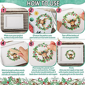 BBTO 12 Sheets Christmas Rub on Transfers for Crafts and Furniture Rub on Transfers Stickers Classic Bird Floral Furniture Decals for Home Office Paper Wood DIY Craft, 5.5x5.7 Inch (Farmhouse Style)
