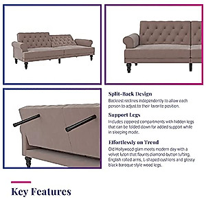 Novogratz Cassidy Upholstered Futon, Blush Velvet