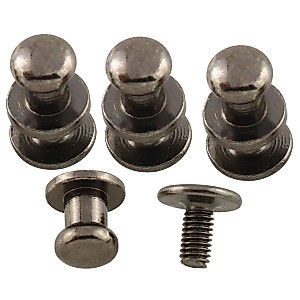 E-outstanding Monk Rivet 30PCS 6x8x8mm Black Round Phillips Head Button Stud Screws Chicago Screws Nail for DIY Leather Craft
