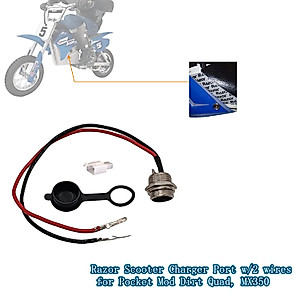 DIRELL 1Z 3 Prong Charging Jack for Razor Mx350 Electric Gas Scooter Charger Port-3 Pin 2 Wire Wire Connector Plug,Dirt Rock Gotrax Scooter Charger Port
