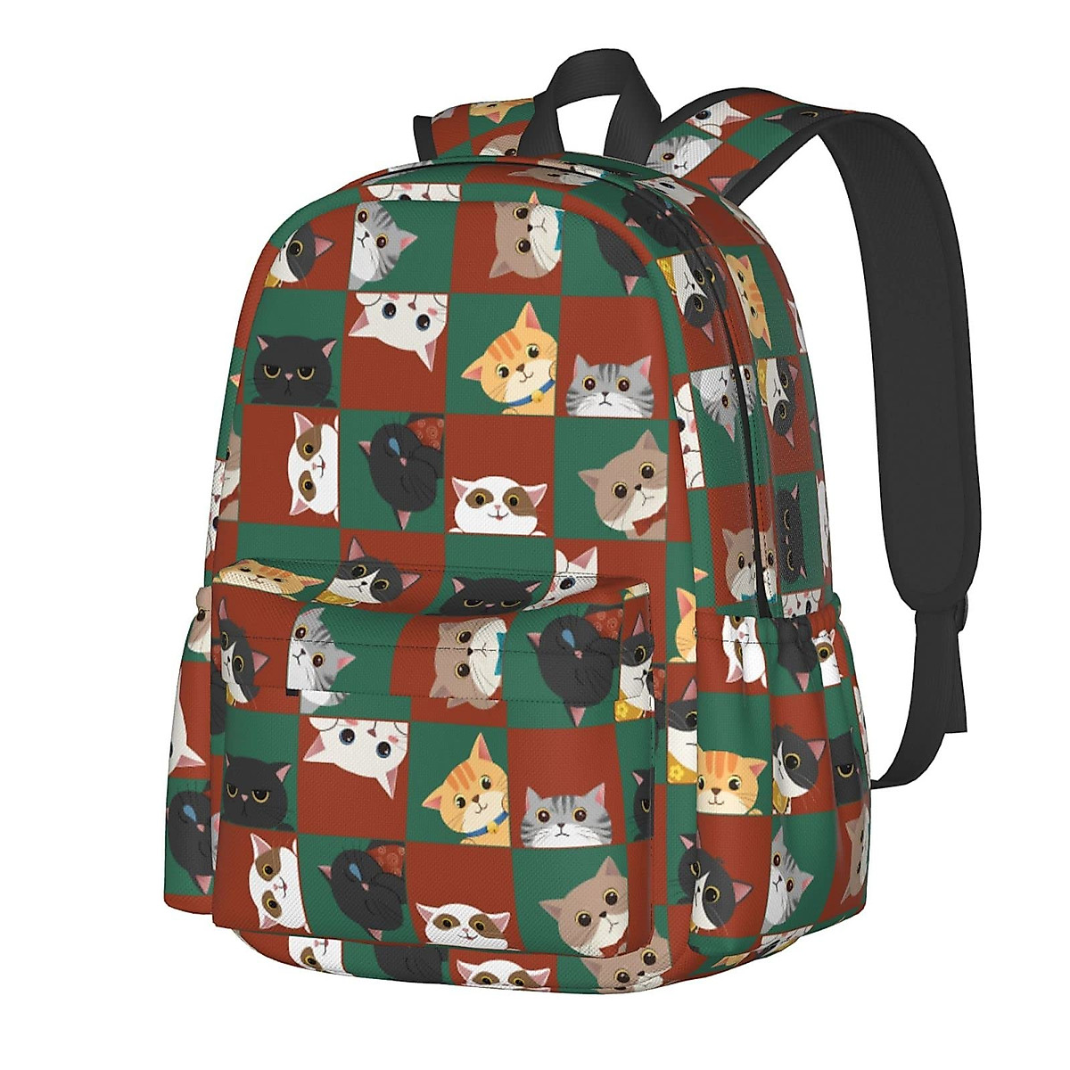 Shoggoth Cat Backpack 17 Inch Cute Cats Print Casual Daypack Lightweight Women's Laptop Backpack Campus Travel Bag for Women Man Hiking