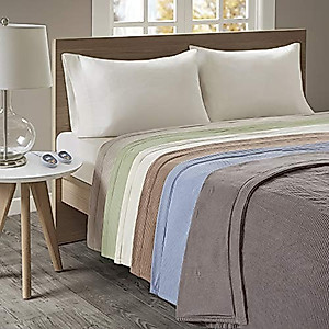 Beautyrest Electric Blanket Luxurious Micro Fleece Ultra Soft Ribbed Textured, Cozy and Snuggly Cover for Cold Weather, Fast Heating, Auto Shut Off, 20 Level Heat Setting Controller, King, Ivory