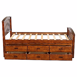 Merax Orisfur. Twin Size Platform Storage Bed Solid Wood Bed with 6 Drawers