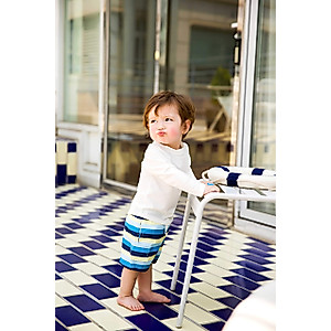 VAENAIT BABY Infant Kids Sun Protection Rashguard Long Sleeve Swim Shirt L.Oasis White L