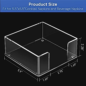 MaxGear Acrylic Cocktail Napkin Holder for Table, Clear Napkins Holder, Beverage Napkin Holders Modern Buffet Paper Napkin Caddy for Bar, Party, Dinner, Kitchen & Dining Room, 5.5 x 5.5 inches