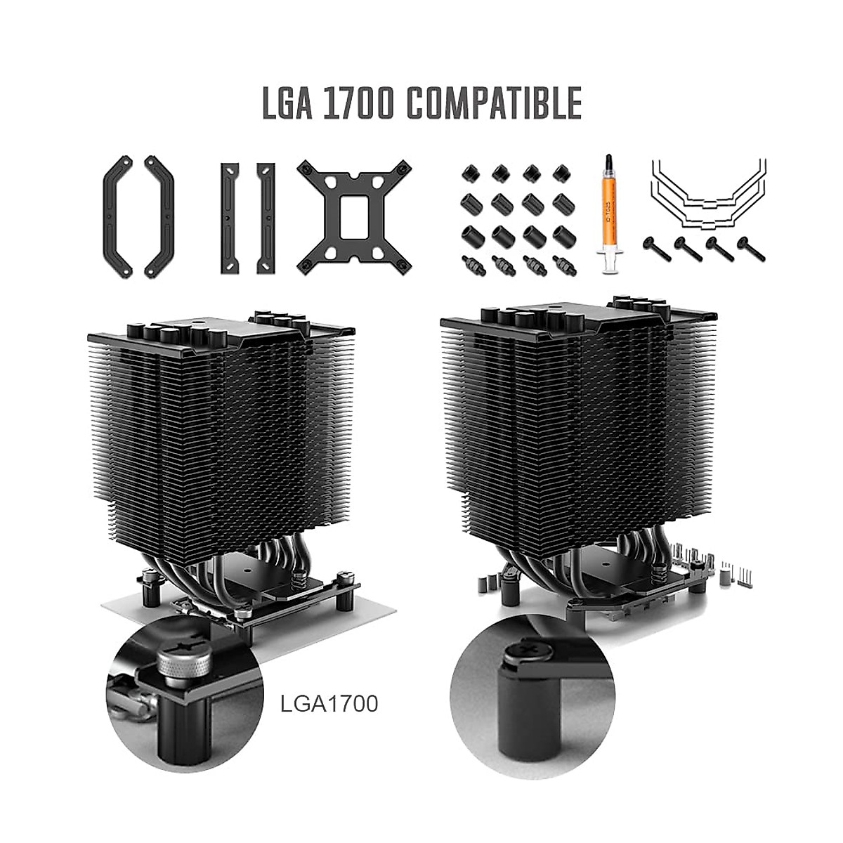 ID-COOLING SE-226-XT BLACK CPU Cooler LGA1700 CPU Air Cooler 6 Heatpipes All-black CPU Fan 120mm PWM Fan, Intel/AMD