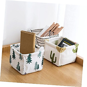 SOESFOUFU 3pcs Toy Storage Baskets Linen Storage Baskets Fabric Storage Cubes with Handles Makeup Storage Basket Cube Storage Bins Collapsible Basket Bins Cotton Linen Organizer Foldable
