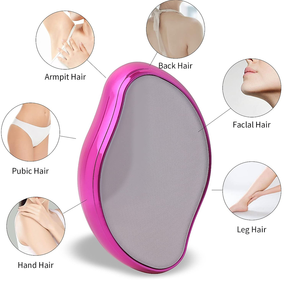 Crystal Hair Eraser for Women and Men,Magic Hair Eraser,Remover Painless Exfoliation,Hair Removal Tool for Arms Legs and Back,Reusable & Washable (Pink)
