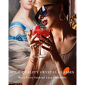 JBHO Martini Glasses, Crystal Coupe Glasses Set of 4, 10 Oz, Large and Fancy Cocktail Glasses, Hand-Blown Champagne Coupe Glasses for Espresso Martini, Manhattan as Bar Glassware or Mother's Day Gift