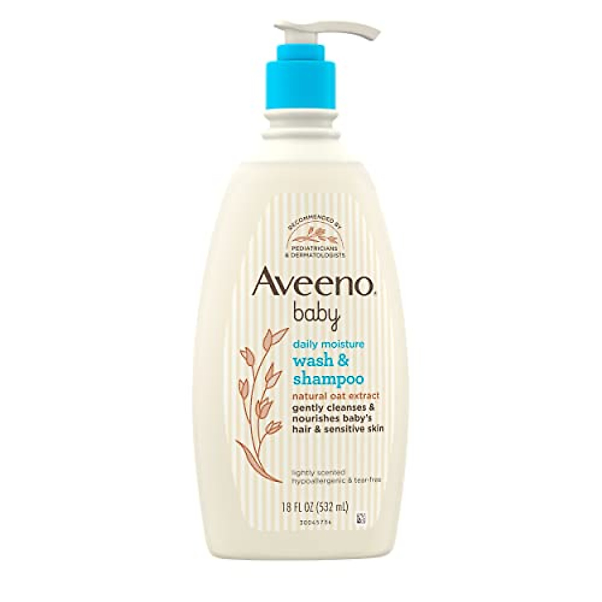 Aveeno Baby Daily Moisture Gentle Body Wash & Shampoo with Oat Extract, 2-in-1 Baby Bath Wash & Hair Shampoo, Tear- & Paraben-Free for Hair & Sensitive Skin, Lightly Scented, 18 fl. oz
