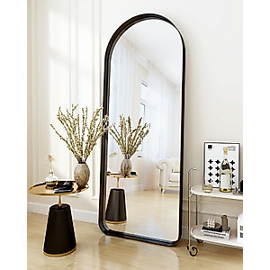 VooBang 24"x65" Arched Full Length Mirror, Black Deep Frame Floor Mirror, Modern Arch Full Body Mirror for Bedroom, Living Room, Hanging or Leaning Against The Wall