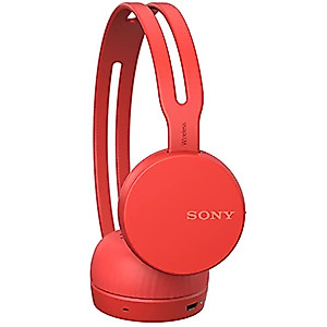 Sony WH-CH400 Wireless Headset/Headphones with mic for phone call, Red