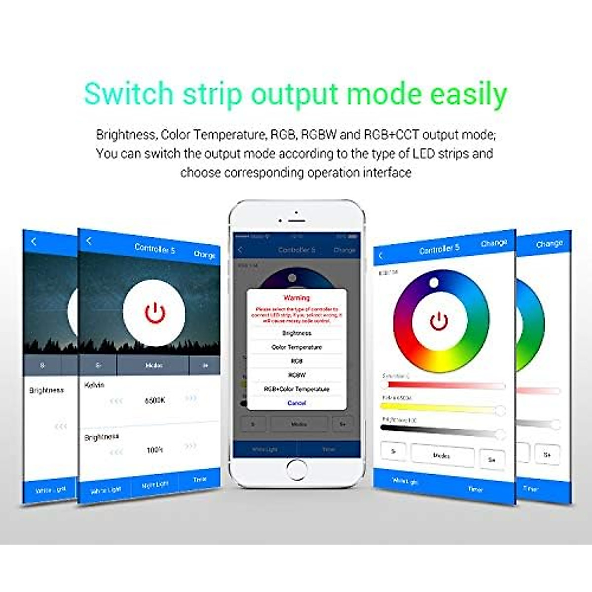 BTF-LIGHTING 5in1 WB5 2.4GHz WiFi LED Controller Compatible with Alexa Google Home Smart Life Tuya Smart APP Control for Monochrome CCT RGB RGBW RGBCCT LED Strip Match with B1 B2 B3 B4 etc Remote