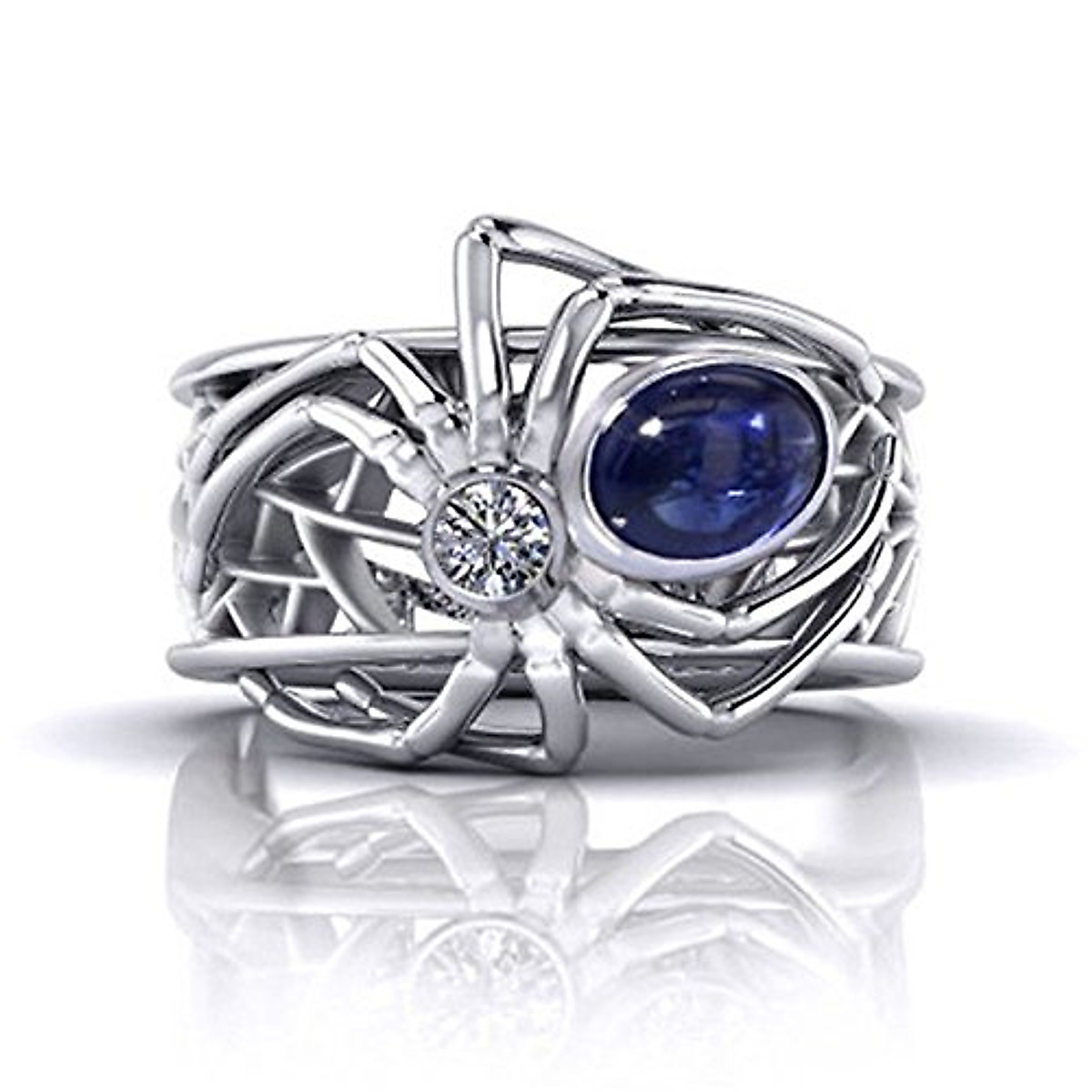 PR Jewelry Women Men Animal Spider 925 Silver Ring 1.68 Ct Blue Sapphire Wedding Size 6-10 (10)