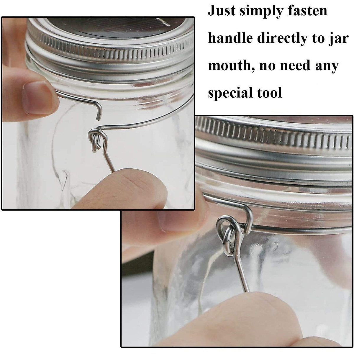 Decorman 6 Pack Stainless Steel Wire Handles (Handle-Ease) Mason Jar Hanger, Canning Jars Hanger, Ball Pint Jar, Jar Hanging Hook for Regular Mouth Mason, Silver