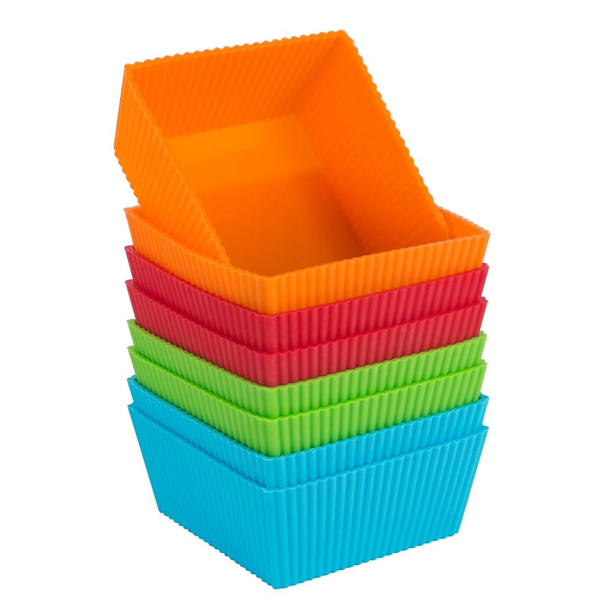 Webake 3.5 Inch Jumbo Baking Cups Reusable Silicone Square Cupcake Liners Non-stick Muffin Brownie Cake Mold (Pack of 8)