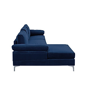 Casa Andrea Milano Modern Large Velvet L-Shape Sectional Sofa, with Extra Wide Chaise Lounge Couch