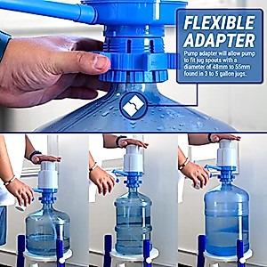 Dolphin Water Pump 8080-T, Manual Drinking Water Pump for 5 Gallon Bottles, Fits 2 to 6 Gallon Bottles, BPA-Free, Secure Fit on Crown Top or Screw Top Bottles, Silicon Tube for Irregular Water Bottles