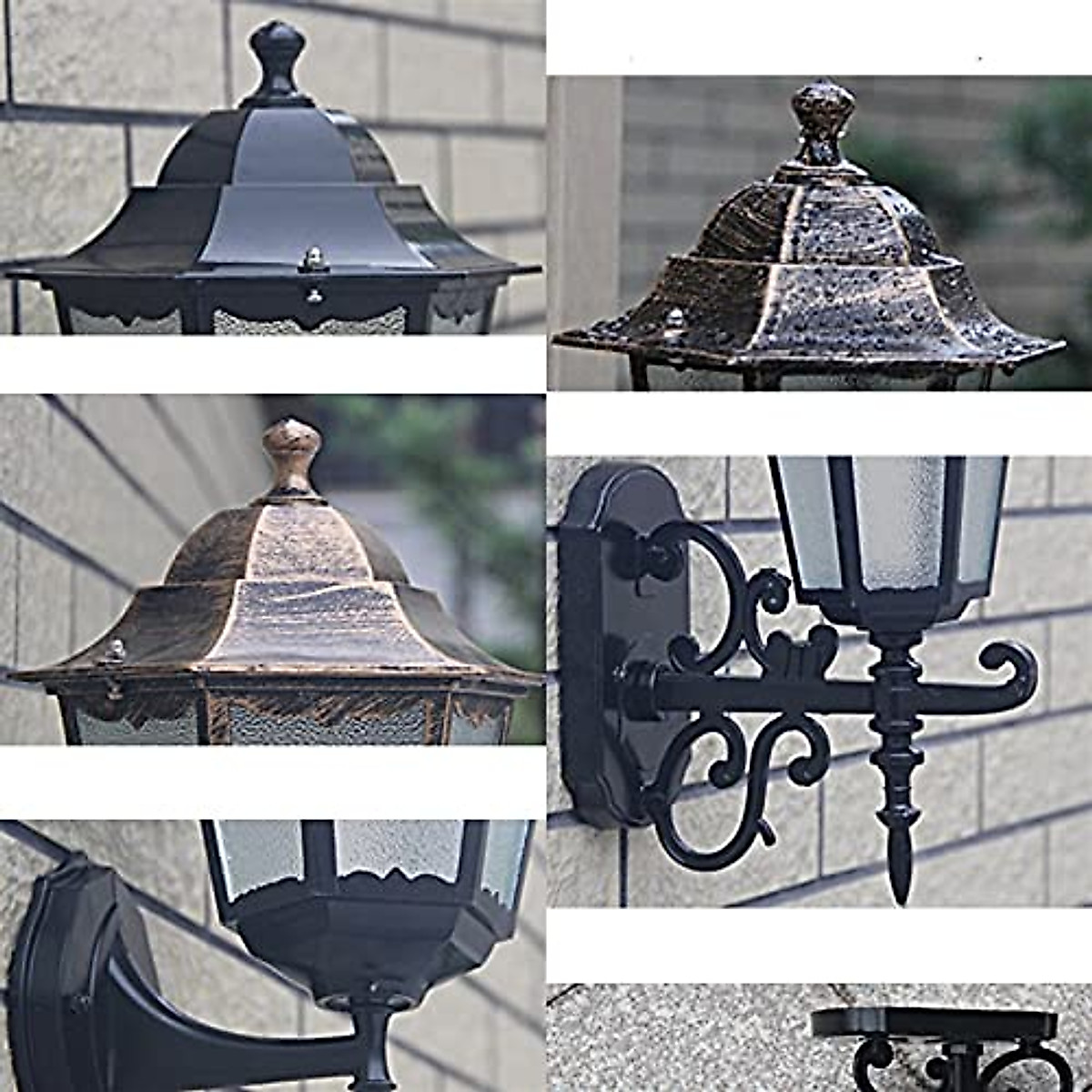 European Wall Light Outdoor Wall Light Waterproof IP54 American Country Hexagon Street Home Garden Balcony Terrace Aluminum Wall Lamp Decoration Courtyard Aisle E27 Glass Wall Lantern