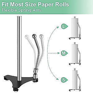 Paper Towel Holder Stand for Kitchen,Upgraded Countertop freestanding Paper Roll Holder for Kitchen Bathroom Outdoor, Flexible Tension Arm Weighted Base Suction Cups for Stability,Easy One Hand Tear