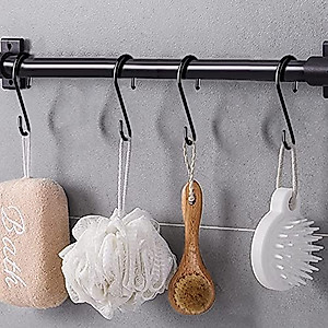 Mzekgxm 20 Pack 3.15 Inch S Hooks Stainless Steel Hanging Hooks Heavy Duty S Hooks for Hanging Kitchenware, Pots, Pans, Plants, Clothes, Towels in Kitchen, Bathroom, Closet, Garden (Black)