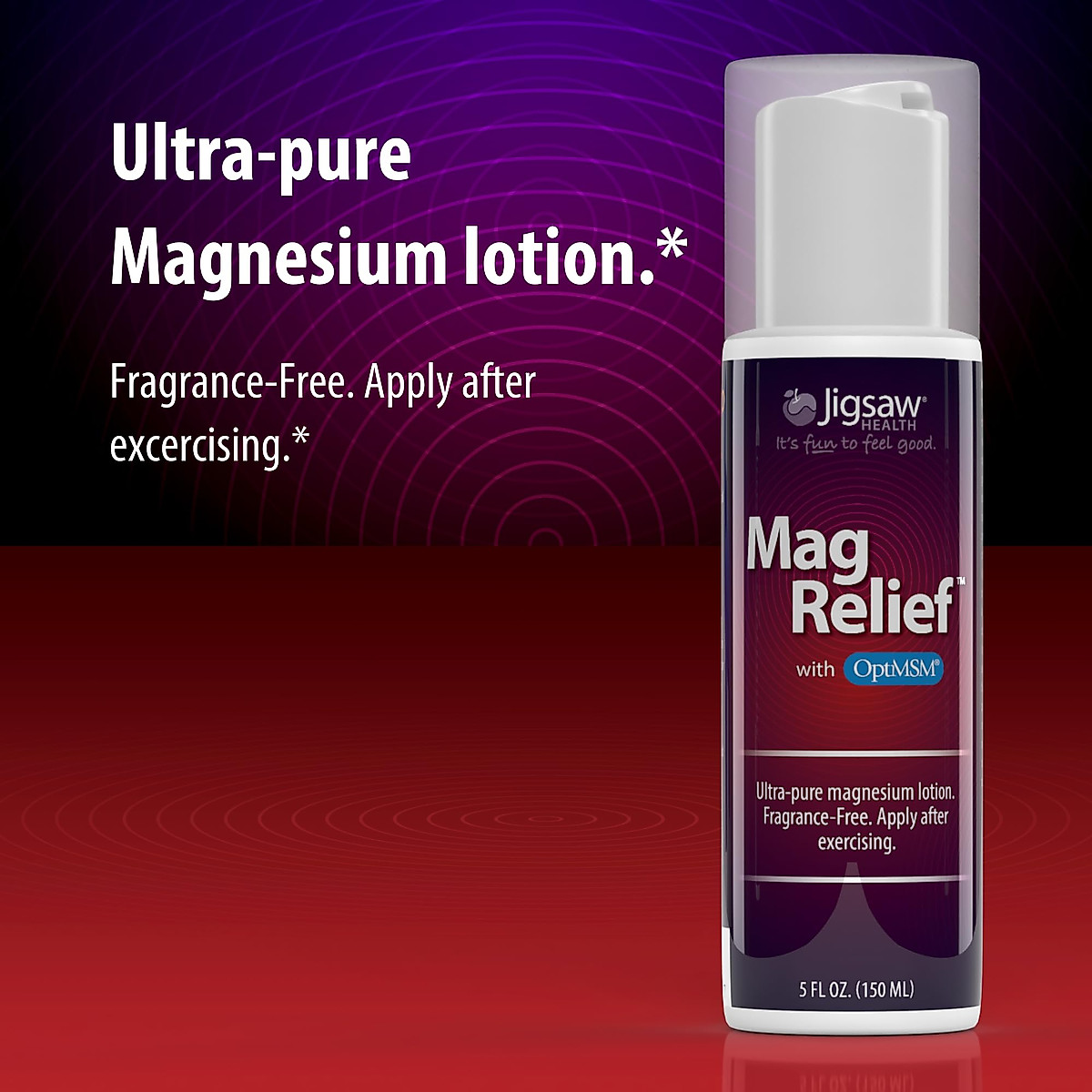 Jigsaw Health MagRelief | Ultra Pure Magnesium Lotion | with Zechstein Magnesium Chloride and OptiMSM | Fragrance Free | 5 Ounces