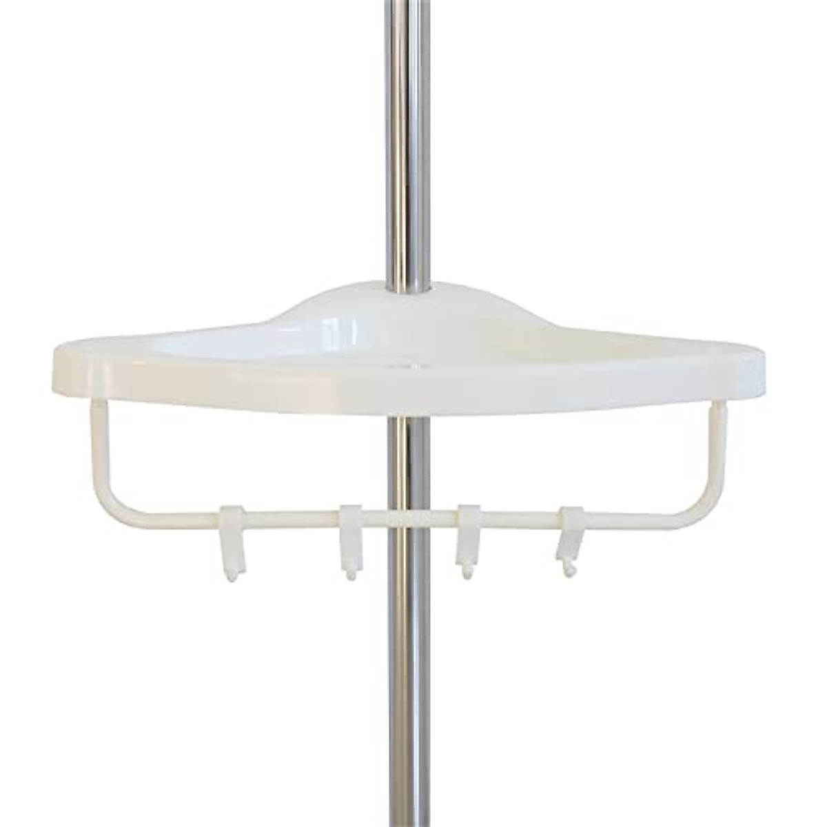 LOYALHEARTDY Rustproof Shower Caddy Corner for Bathroom 4 Tier Bathroom Corner Shower Caddy Bathtub Shower Storage Organizer, 43"~122" Adjustable Height (White)