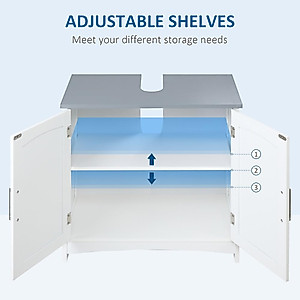 Light Grey Top Pedestal Sink Storage Cabinet, Under Sink Cabinet, Pedestal Sink Storage Bathroom Vanity Cabinet with U-Shape and Adjustable Internal Shelf, 23.5" W x 13" D x 23.5" H