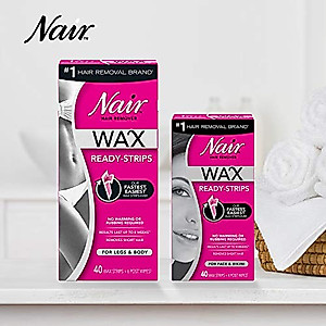 Nair Hair Remover Wax Ready- Strips for Legs & Body, 40 CT Set of 3