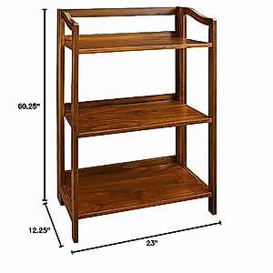 Casual Home Stratford 3-Shelf Folding Bookcase-Warm Brown