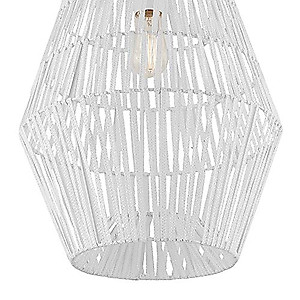 Globe Electric Novogratz x Globe Penelope 1 Pendant Light, White Spun Rope Shade, Cloth Cord 60751