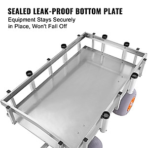 VEVOR Beach Fishing Cart, 400lbs Load Capacity, Fish and Marine Cart with Four 13" Big Wheels PU Balloon Tires for Sand, Heavy-Duty Aluminum Pier Wagon Trolley with 6 Rod Holders for Fishing, Picnic