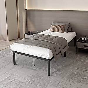 Noillats Metal Platform Twin Bed Frame, 14" Reinforced Platform Bed Frame, No Box Spring Needed, Metal Bed Frame with Storage