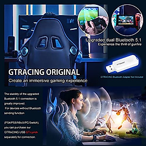 GTRACING Gaming Chair with Speakers Bluetooth Music Video Game Chair Audio Ergonomic Design Heavy Duty Office Computer Desk Chair（Blue）