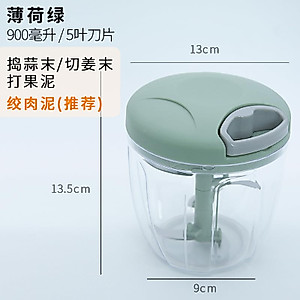 PFKXQBXC Multi-functional chopper drawstring hand blender household minced garlic puree supplement 900ml (mint green), Sun-19