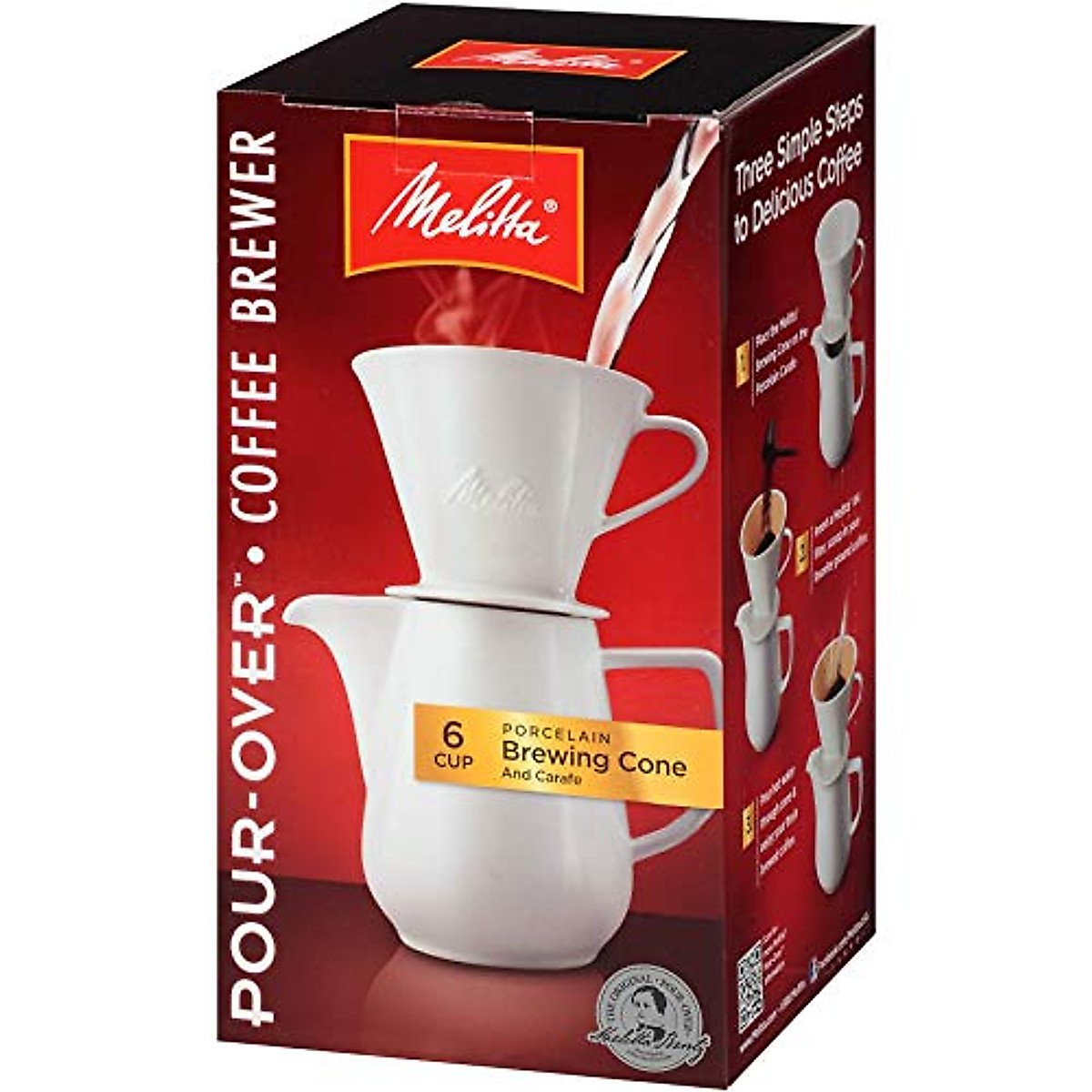 Melitta Gourmet Coffeemaker, Pack of 1, Porcelain Carafe