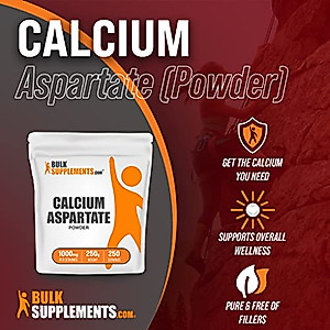 BulkSupplements.com Calcium Aspartate Powder - Calcium Supplement Powder - Calcium Aspartate 200mg - Vegan Calcium - 1000mg (200mg Calcium) per Serving, 250 Servings (250 Grams - 8.8 oz)