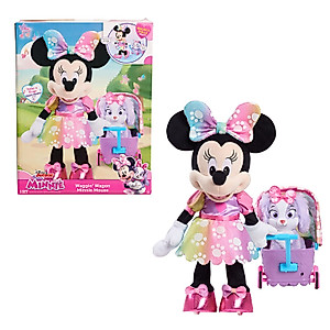 Just Play Disney Junior Minnie Mouse Waggin’ Wagon Lights and Sounds Feature Plush, Kids Toys for Ages 3 Up