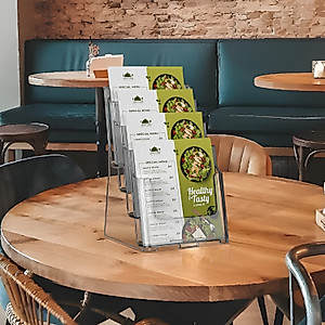 MaxGear Brochure Holder 4 Tier 6x9 inch Brochure Display Stand Flyer Holder Acrylic Brochure Holders Clear Pamphlet Holder Display Stand Literature Holder Wall Mount or Countertop, 2 Pack