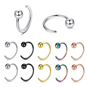 5pairs Mixed colors Ball Huggie Earrings hoop Cartilage Tragus Earrings 316L Stainless Steel Black Silver Gold Small Hoop Earrings (8)
