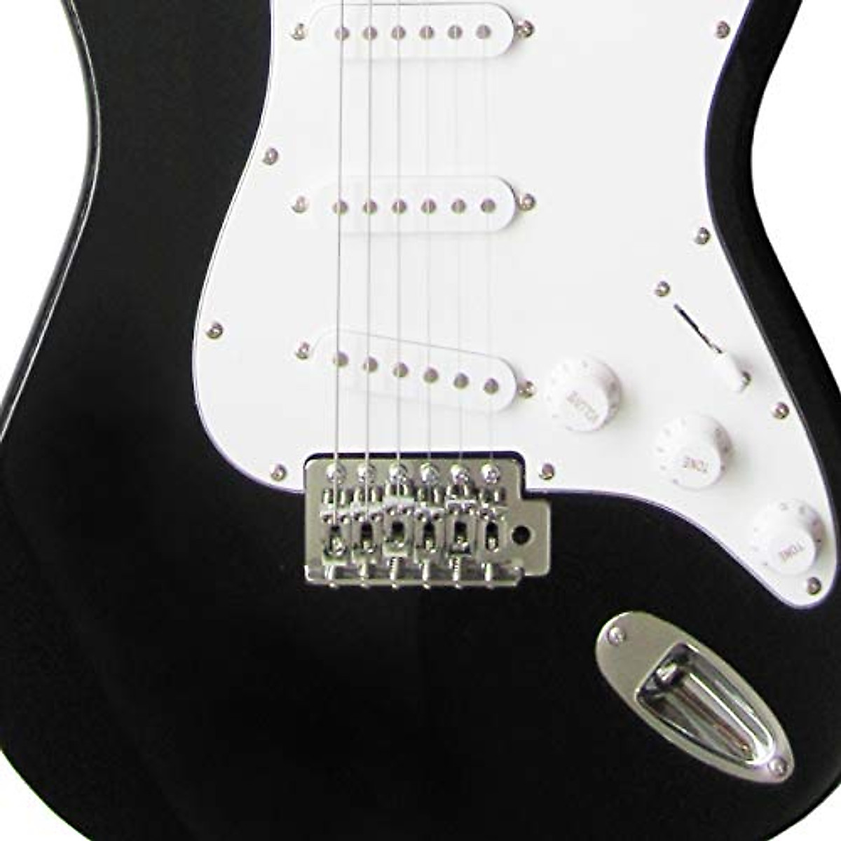 CB SKY Full-Size 39“ Adult/Teenager/Beginner Electric Guitar Black with 5W Amplifier (powered by 9V battery or adaptor - not included), Extra Strings, Cable and Guitar Pick (Black)