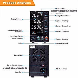 MROTEX Programmable DC Power Supply, Adjustable DC Power Supply 30V 10A Laboratory Power Supply Adjustable 60V 5A USB Regulated Switching Power Supply (Size : 30V 5A 150W)