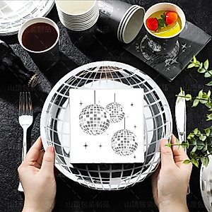 20Sheet Disco Napkins Disco Ball Napkins 70s Disco Party Supplies Disco Cocktail Napkins 70s Disco Party Napkins Disposable Silver Paper Napkins for Disco Bachelorette Birthday Dance Party Decorations