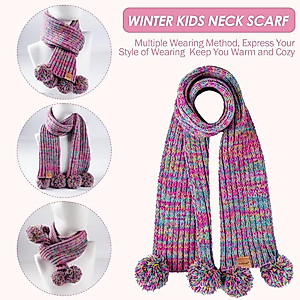 SENPUKI Kids Winter Hat Gloves Scarf Set, Girls Toddler Children Beanie with Pom Knit Neck Warmer Gaiter Mittens Fleece Lined Set