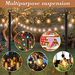 NUERPO String Light Poles,Metal Poles for Hanging Outdoor Light Strings,2 Pack 10 FT Light Poles Stand for Outside Garden,Patio,Wedding,Backyard,Deck,Party