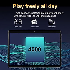 HD 10.1 Inch Android Tablet - 8-core IPS - High Definition Screen - WiFi Bluetooth Voice Call - Game Video Learning Tablet - SIM Card Communication Function 256GB (Black)