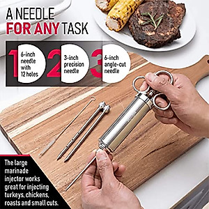 Grillman Heavy Duty Metal Stainless Steel Marinade Meat Injector Kit - Great For Grill, Smoker, and BBQ Meats | Kitchen Gadgets, Accessories, and Cooking Utensils Set